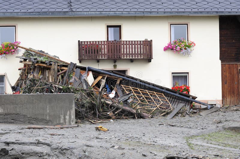 Building in a flooded area stock image. Image of floodwater - 218449945