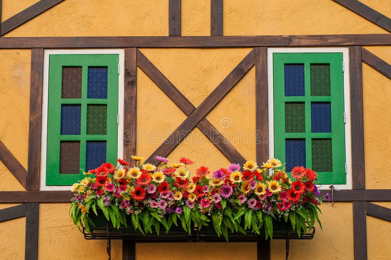 Building with Flower Decoration Stock Photo - Image of house, design ...