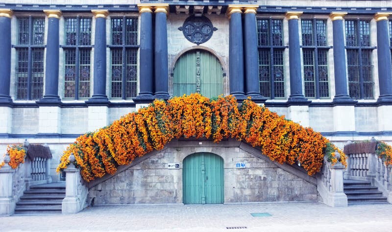 Building with flowers stock photo. Image of decorated - 83628306