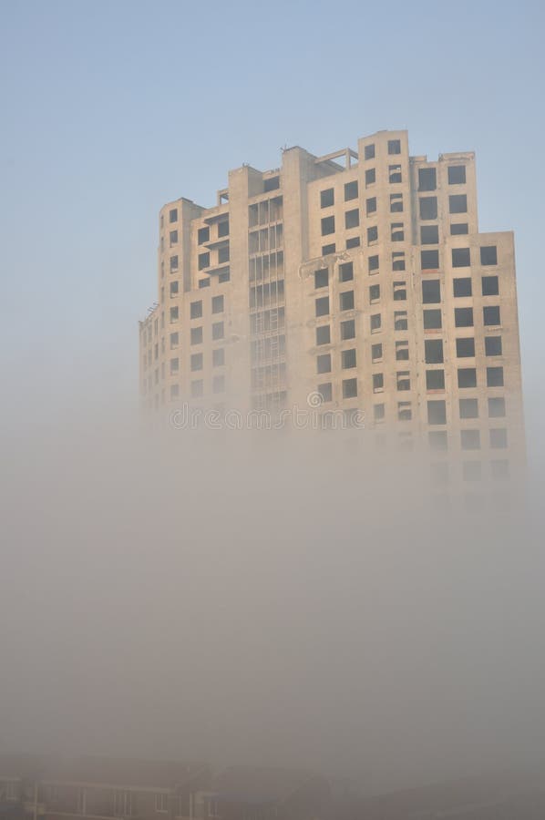 Building Under Construction In The Fog Stock Photo - Image of modiin ...