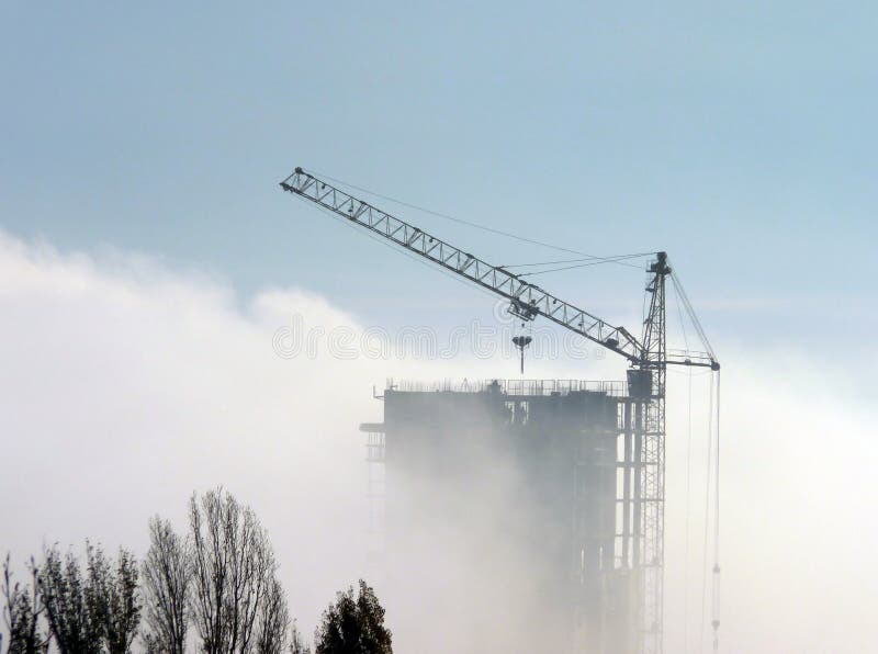 Building in fog stock photo. Image of descent, columns - 47138542