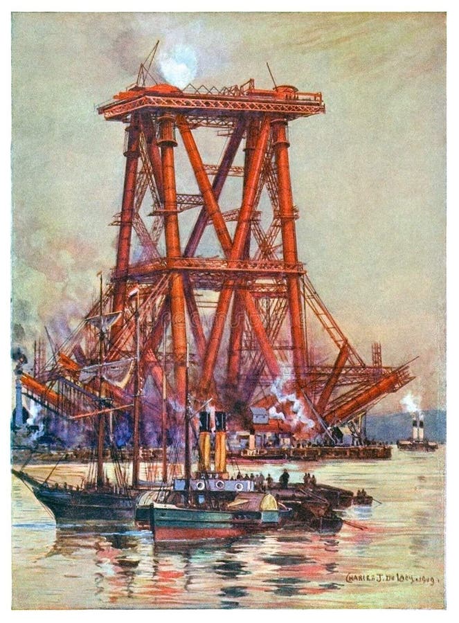 Building the Forth Bridge stock photo. Image of - 92144144