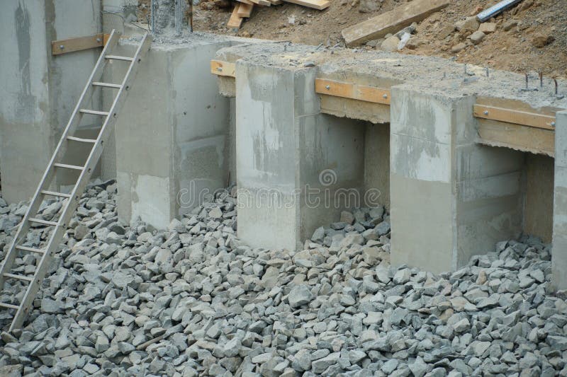 Building Foundation Construction. Monolithic Concrete and Reinforced ...