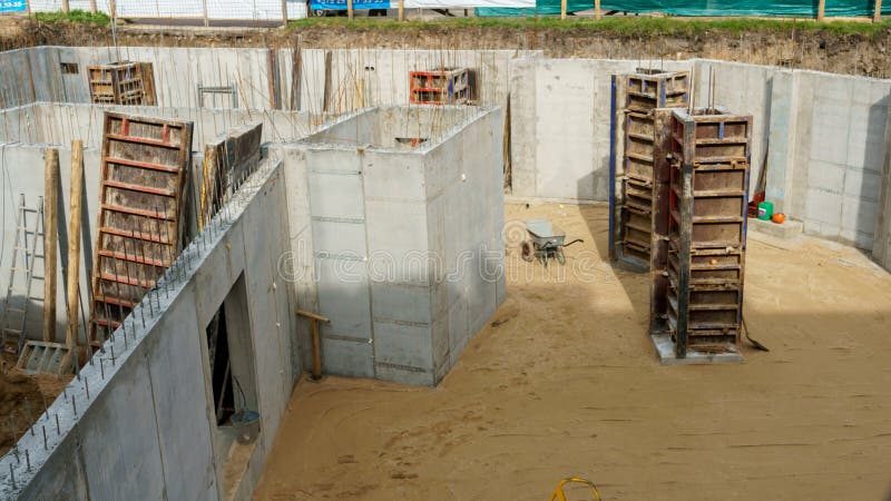 Building Foundation Construction. Monolithic Concrete and Reinforced ...