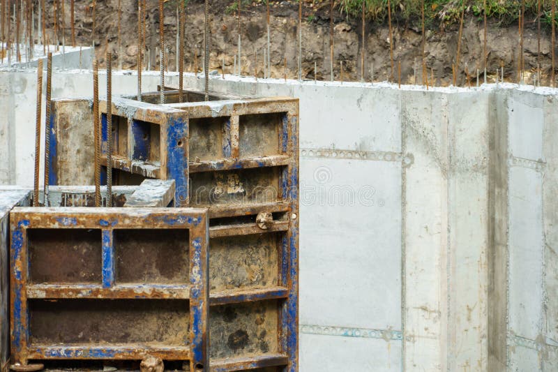 Building Foundation Construction. Monolithic Concrete and Reinforced ...