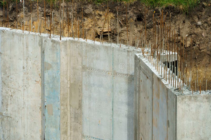 Building Foundation Construction. Monolithic Concrete and Reinforced ...