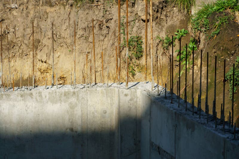 Building Foundation Construction. Monolithic Concrete and Reinforced ...