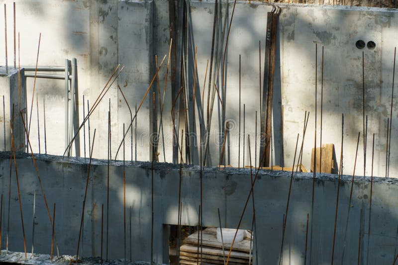 Building Foundation Construction. Monolithic Concrete and Reinforced ...