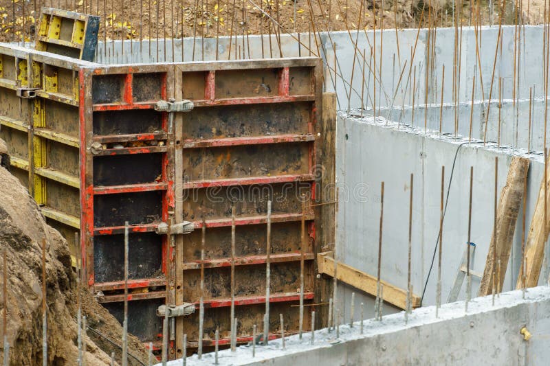 Building Foundation Construction. Monolithic Concrete and Reinforced ...