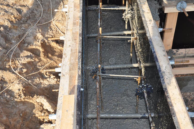 Building a Foundation Construction for a New House. Types of ...