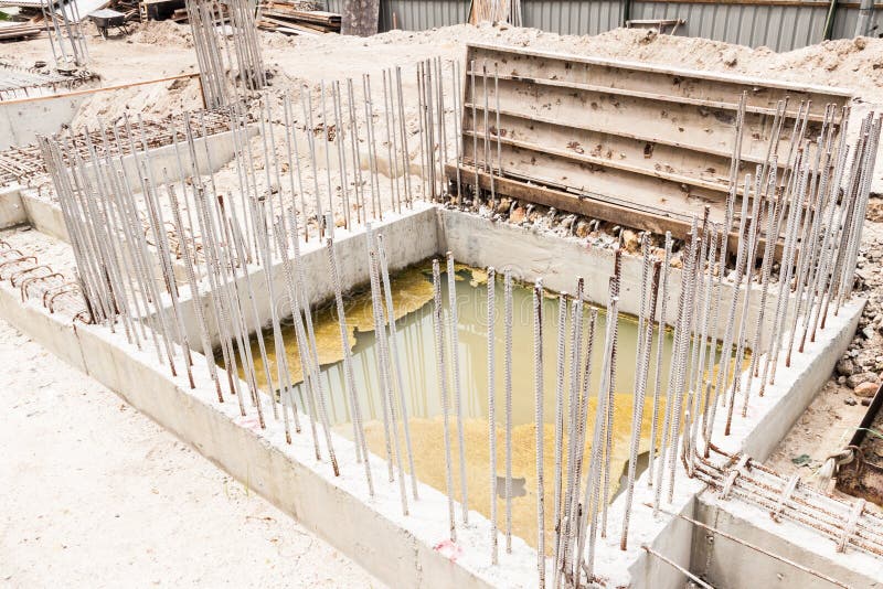 Building Foundation at Construction Site Stock Image - Image of ...