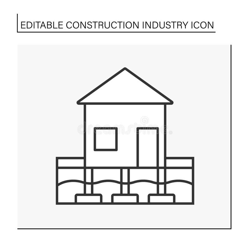 Building Foundation Line Icon Stock Vector - Illustration of crane ...