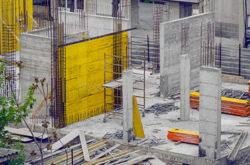 Building Foundation in Progress Stock Image - Image of engineering ...