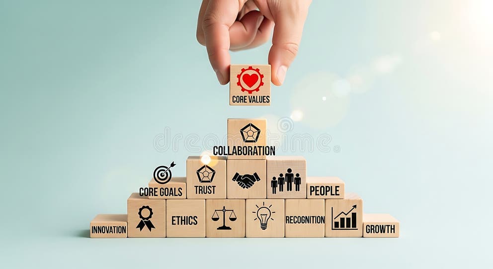 Building a Foundation for Success with Core Values Collaboration and Growth Strategy Concepts ...