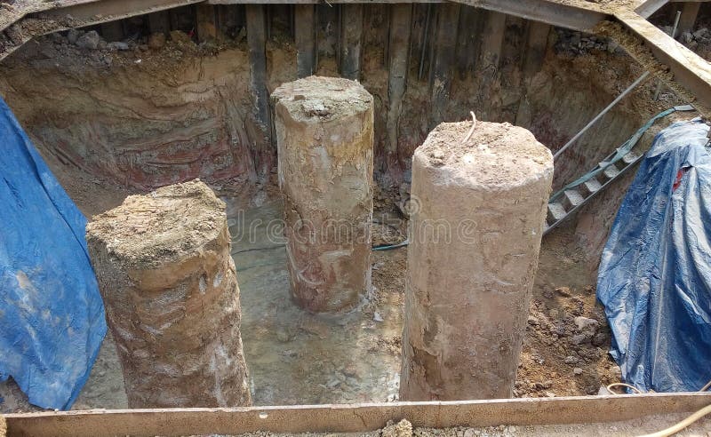 Building Foundation Work at Construction Site. Fabricated by the ...