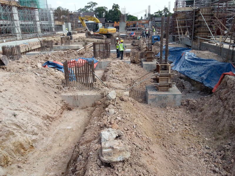 Building Foundation Work at the Construction Site in Kuala Lumpur ...
