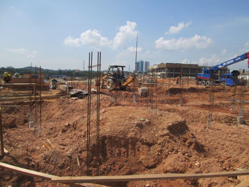 Building Foundation Work at Construction Site. Editorial Stock Image ...