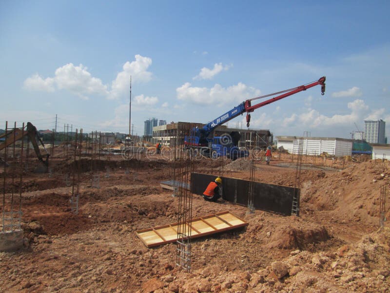 Building Foundation Work at Construction Site. Editorial Stock Image ...
