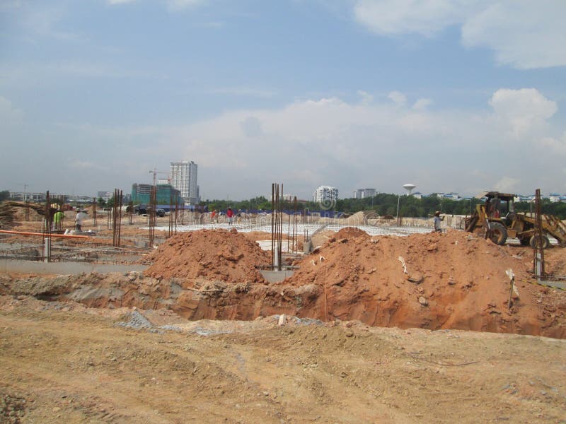 Building Foundation Work at Construction Site. Editorial Photography ...