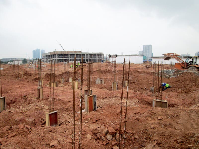 Building Foundation Work at Construction Site. Editorial Image - Image ...
