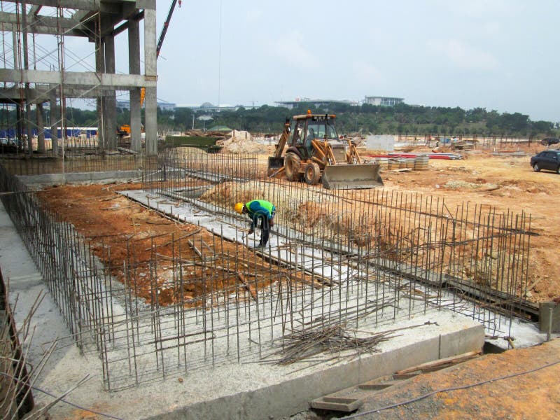 Building Foundation Work at Construction Site. Editorial Photo - Image ...