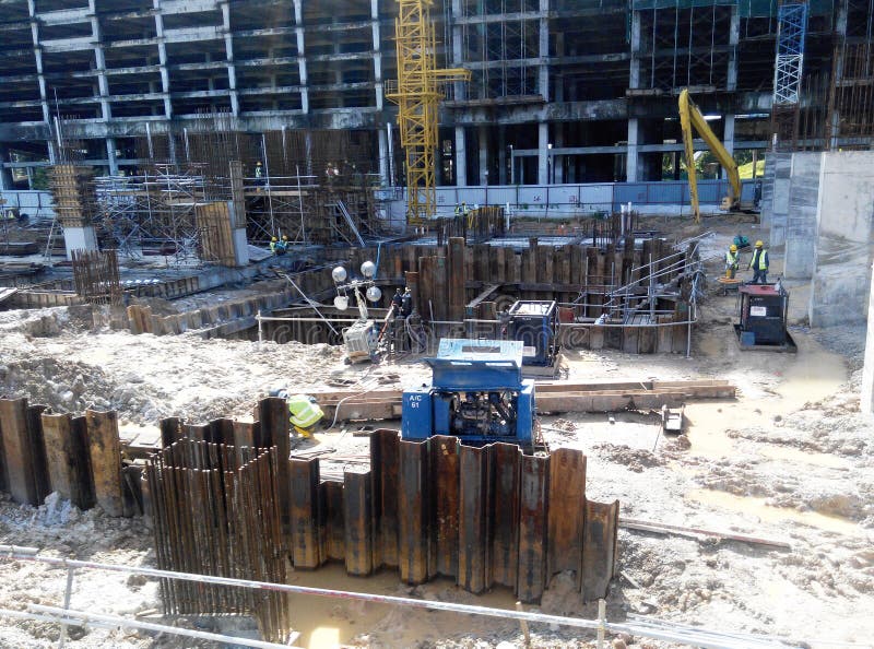 Building Foundation Work at Construction Site. Editorial Photography ...