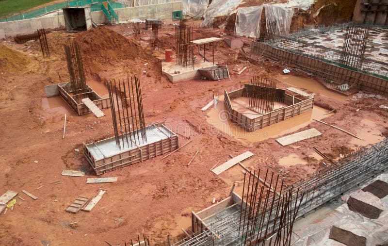 Building Foundation Work at Construction Site. Editorial Photography ...