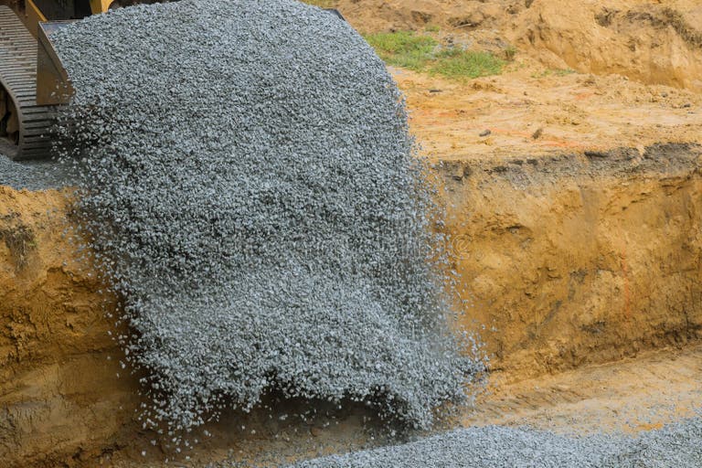 Building Foundation Work at the Construction Site Stone Backfill ...