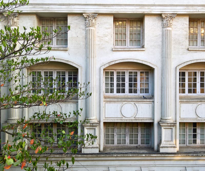 Building Front with Columns Stock Image - Image of house, estate: 85906685