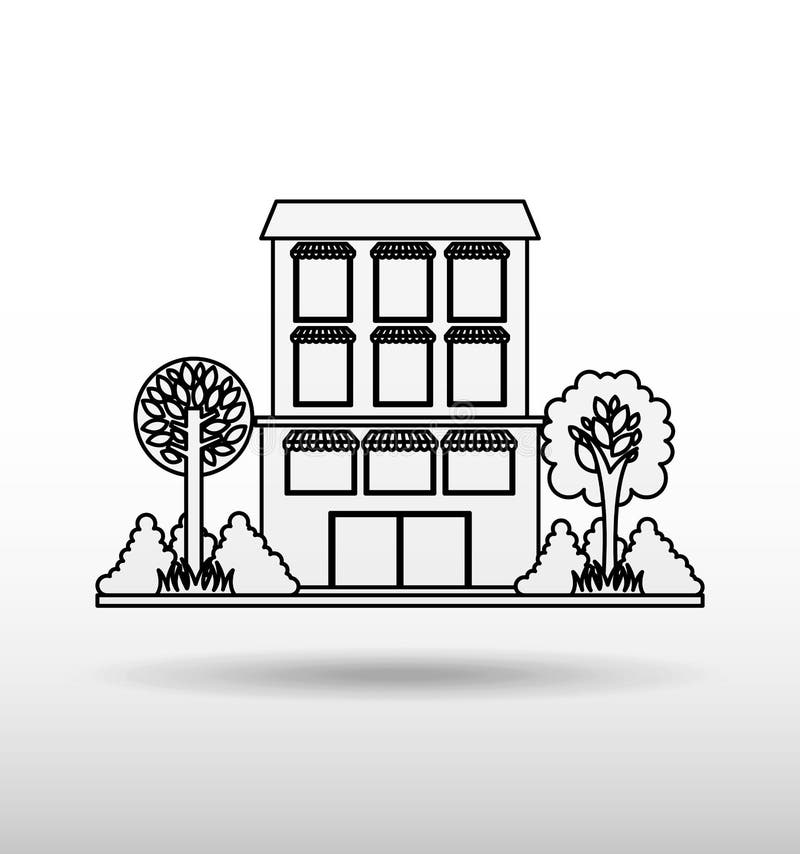 Building front design stock illustration. Illustration of estate - 69690677