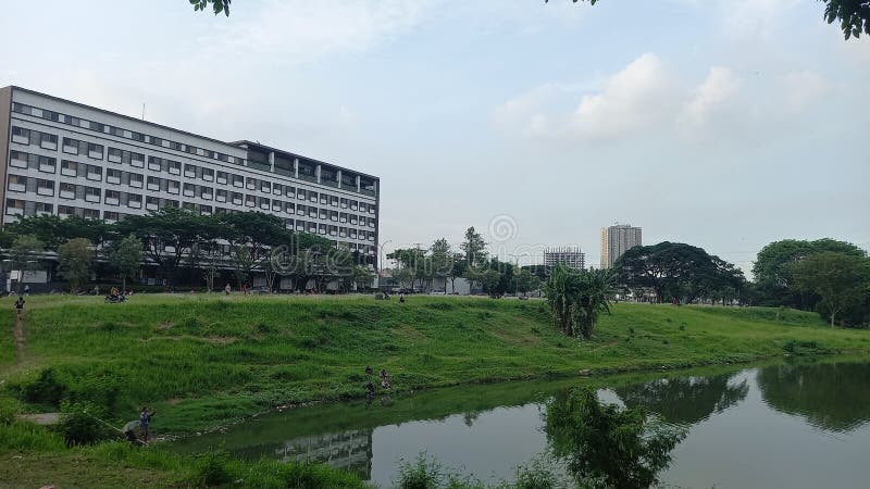Building in the Front of Lake Editorial Stock Image - Image of view ...