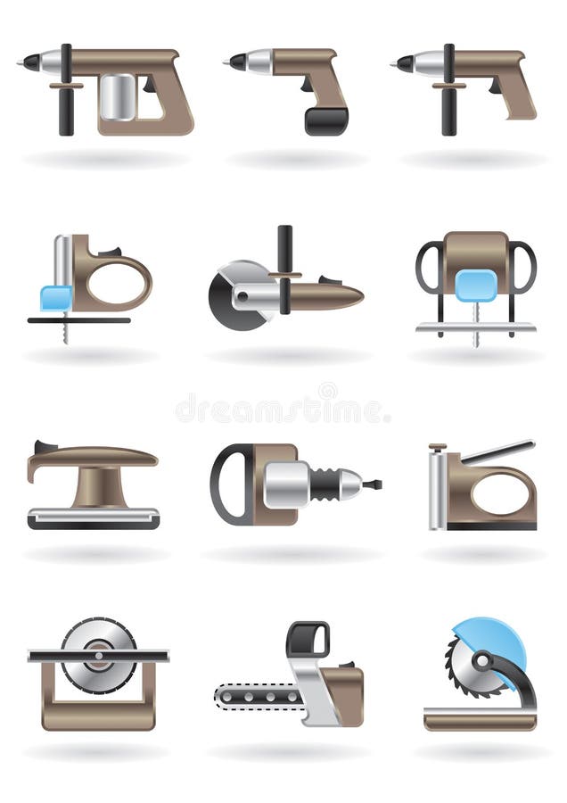 Power tools icons set stock vector. Illustration of building - 57013652
