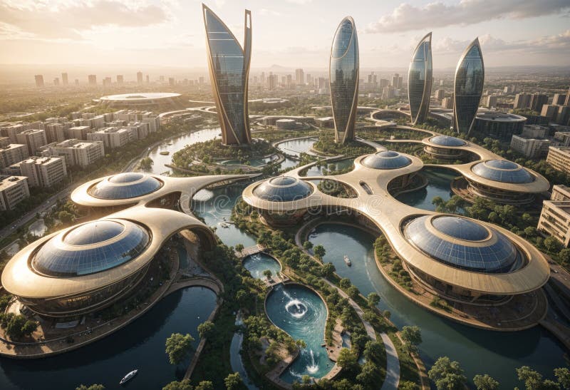 The Building of the Future is a Futuristic Design Stock Illustration ...