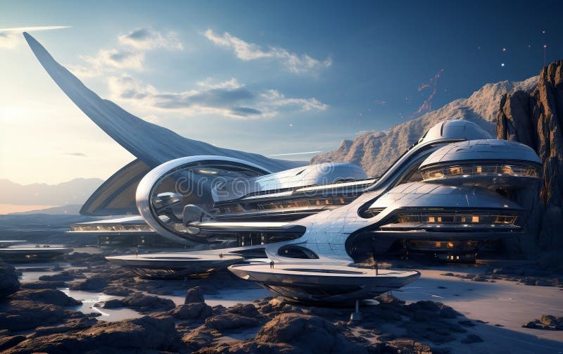 Building the Future Futuristic Design with Solar Panels. Generative AI ...