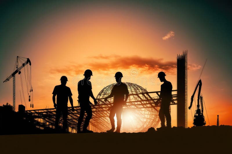 Building the Future: Survey Engineer and Construction Team at Work with ...