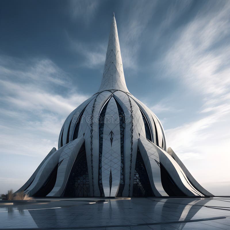 Building the Future, a Visionary 3d Render in a Blue Sky with Clouds ...