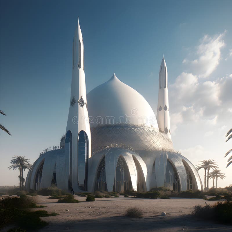 Building the Future, a Visionary 3d Render in a Boundless Sky Stock ...