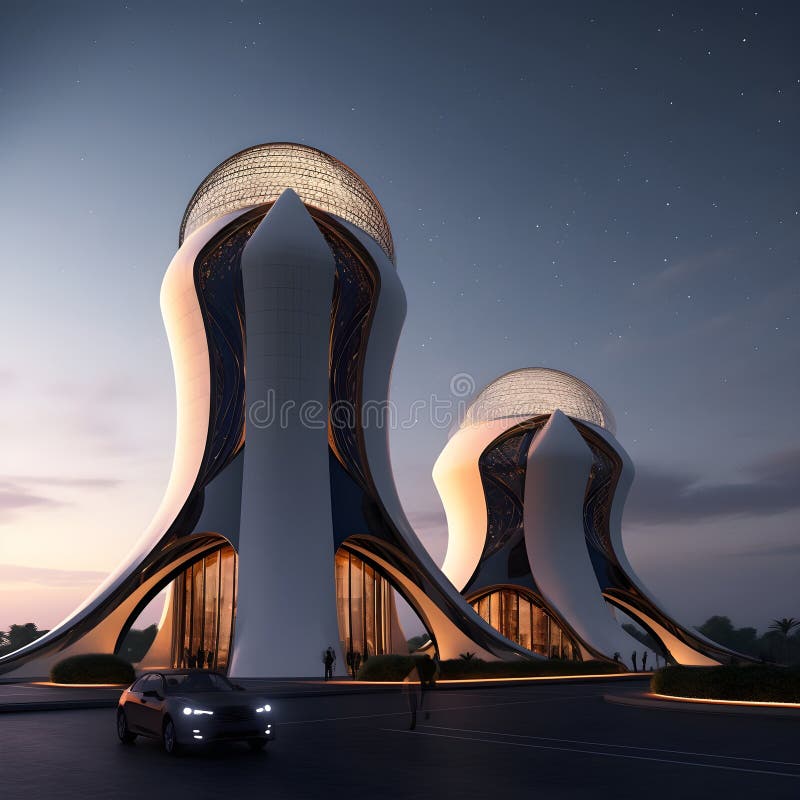 Building the Future, a Visionary 3d Render in a Boundless Sky Stock ...