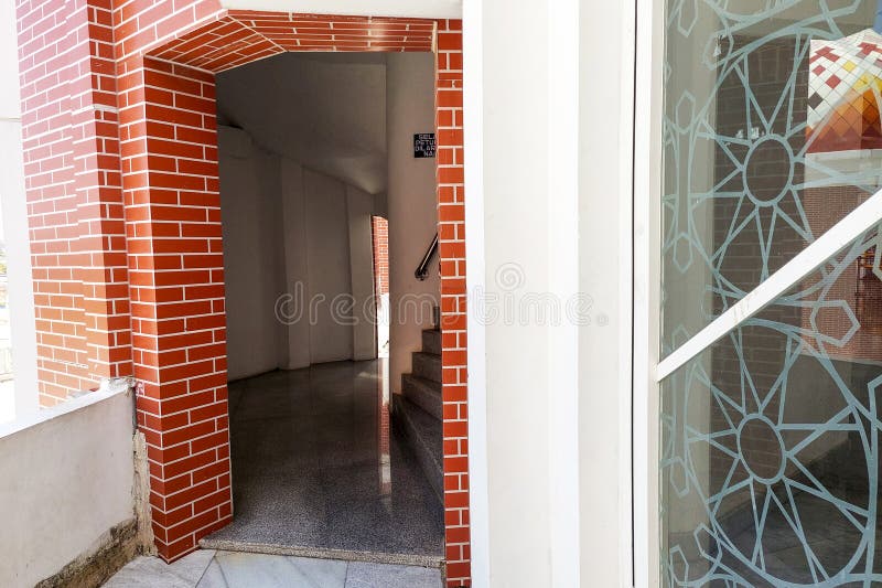 Building Gate with Red Brick Stock Image - Image of doorway, estate ...