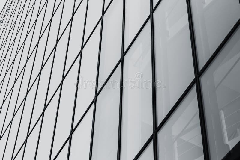 Building Glass Windows Black and White Stock Image - Image of city ...