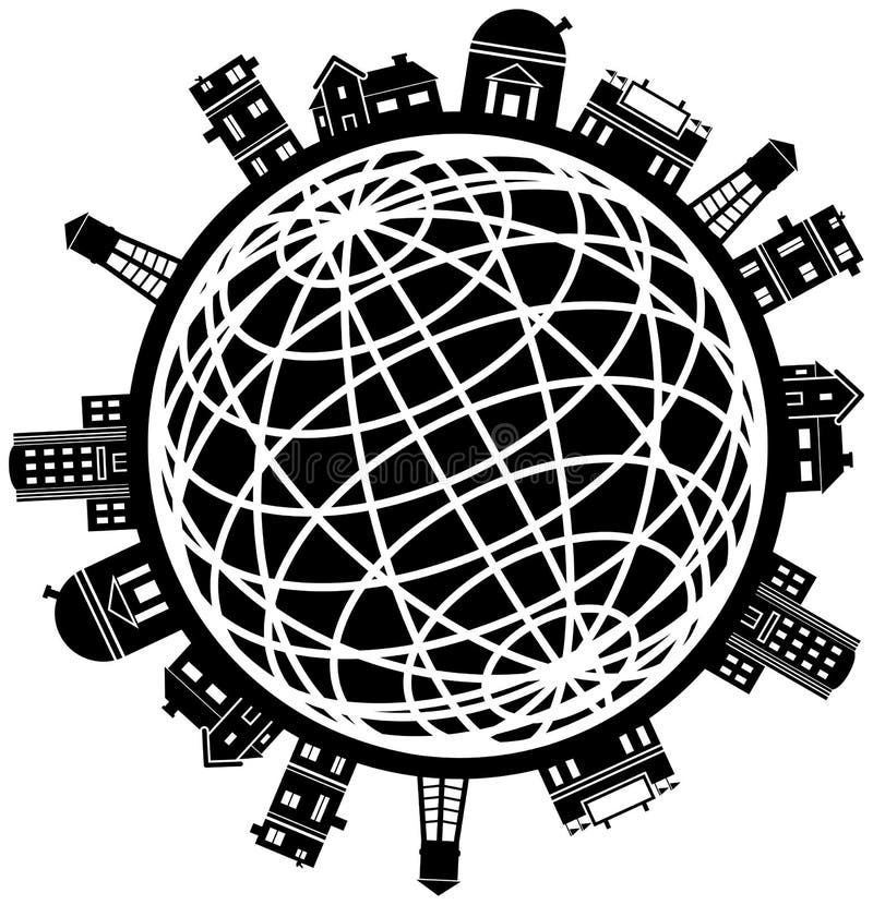 Building Globe Icon Set stock vector. Illustration of vector - 9265446