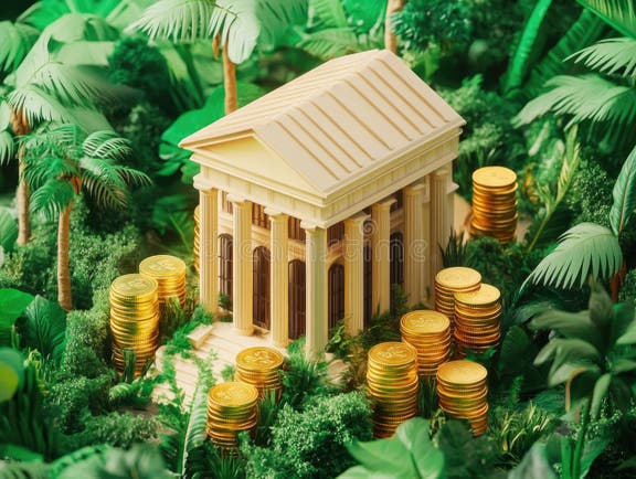 Building with Gold Coins stock photo. Image of architecture - 378924094