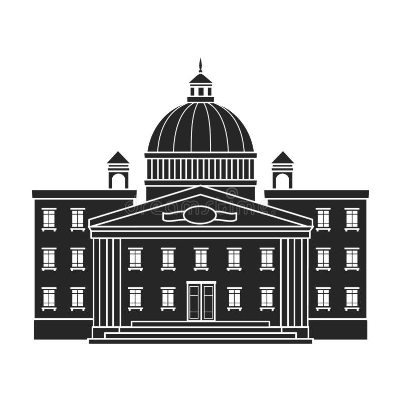 Building of Government Vector Icon.Black Vector Icon Isolated on White ...