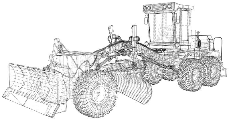 Building Grader Isolated. 3D Rendering. Wire-frame. the Layers of ...
