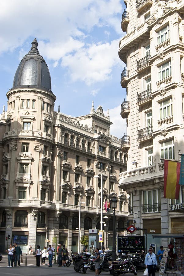 Building at the Gran Via.Madrid, Spain. Editorial Stock Photo - Image ...