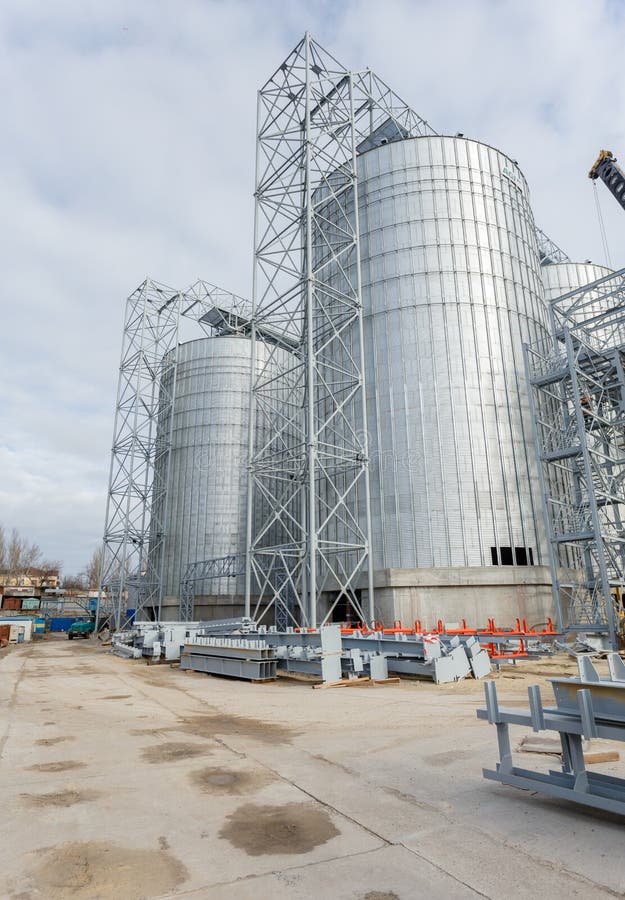 A Group of Granaries for Storing Wheat and Other Cereal Grains. a Row ...