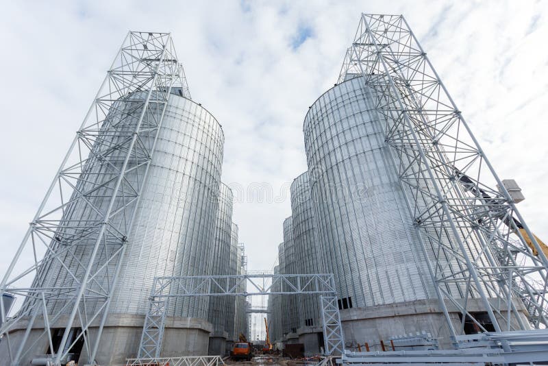 A Group of Granaries for Storing Wheat and Other Cereal Grains. a Row ...