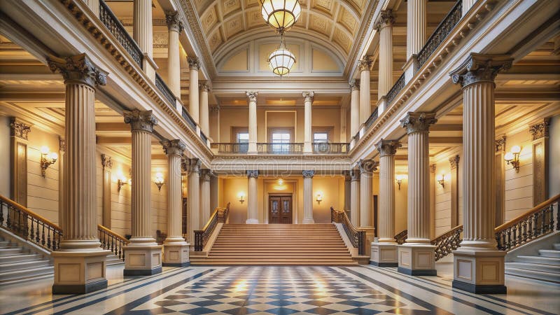 A Building with a Grand Hallway Stairs Columns and Symmetrical Layout ... A Building with a Grand Hallway Stairs Columns and Symmetrical Layout ...