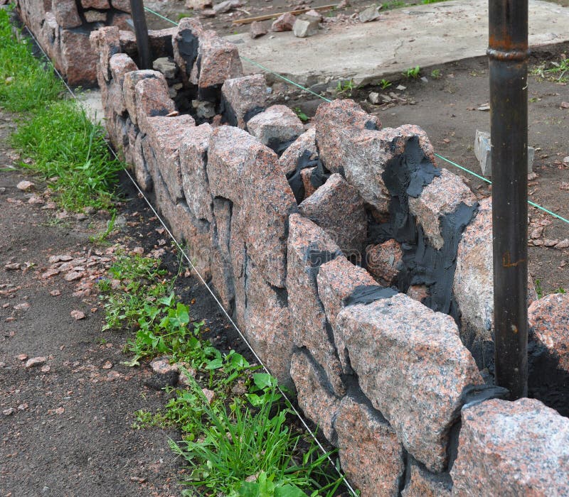 Building Granite Stone Fence Stock Image - Image of marble, home: 74556207