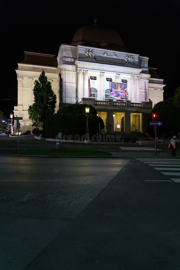 The Building of the Grazer Opera House at Night, Graz, Austria ...